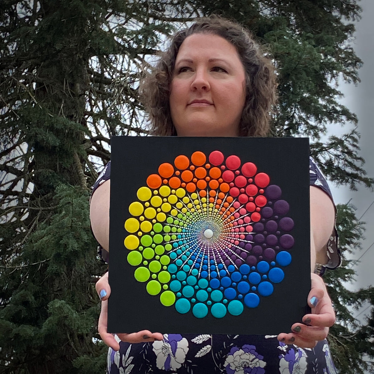 Autism Spectrum Mandala 12"x 12" on Wood Board – The Dot Shop Gallery